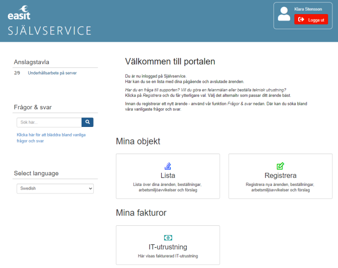 Anpassa layouten i Självservice